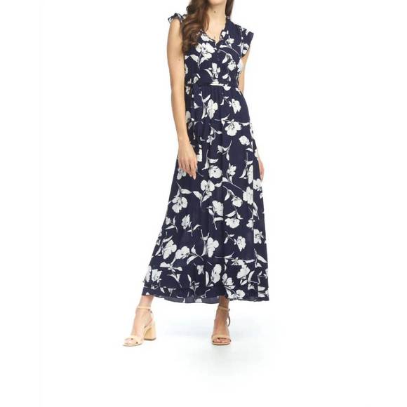 Papillon Blanc | Dresses | New Papillon Mariah Floral Ruffle Midi Dress ...